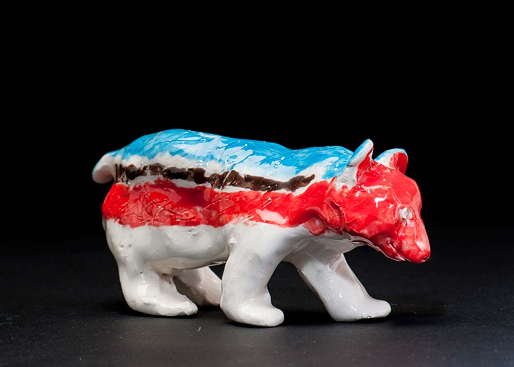 Pottery Bear 04 one of a large set of glazed ceramic bear sculptures in ...